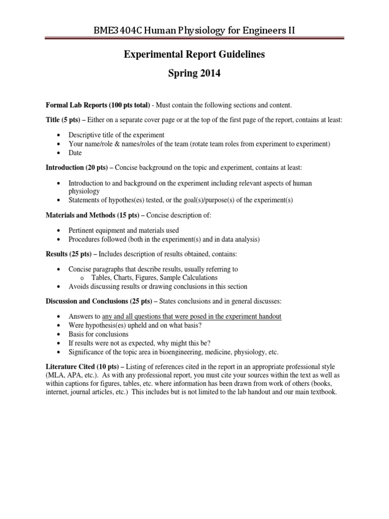 Experimental Report Guidelines SP 14 | PDF | Teaching Methods & Materials