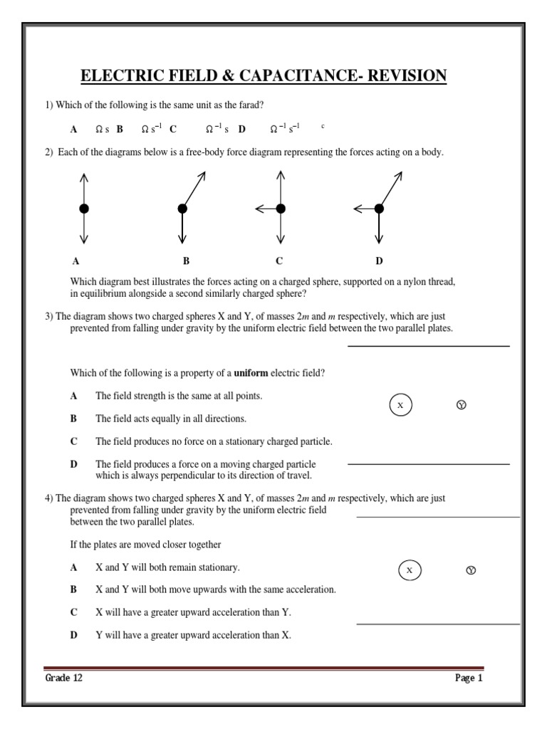 Electric Field Capacitance Revision-1 | PDF | Capacitor | Electron