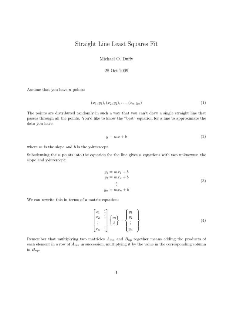 Least Squares Fit | PDF | Ordinary Least Squares | Matrix (Mathematics)