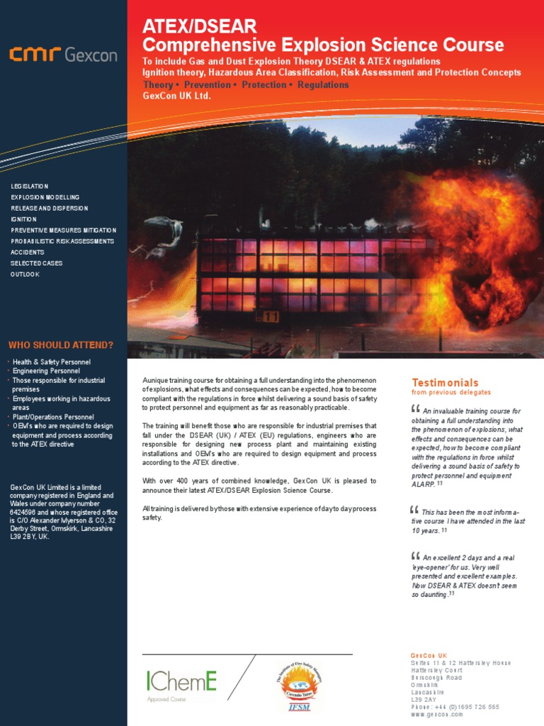 ATEX-DSEAR Comprehensive Explosion Science Course - Optimized | PDF ...