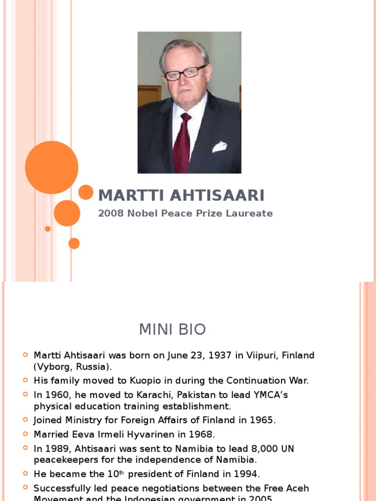 Martti Ahtisaari: Peace Advocate | PDF