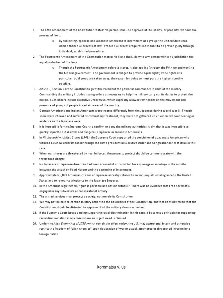 Korematsu v. US Class Recreation | PDF | Internment Of Japanese ...