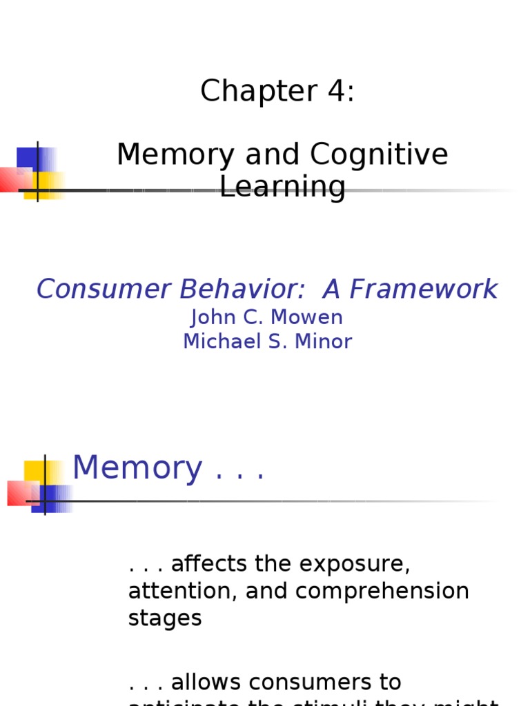 Consumer Behavior PP Chapter 4 | Recall (Memory) | Memory