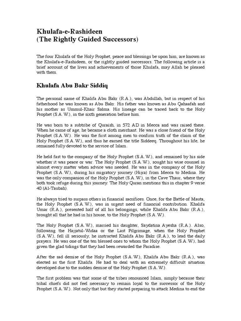 Khulafa Rashideen | PDF | Ali | Muhammad