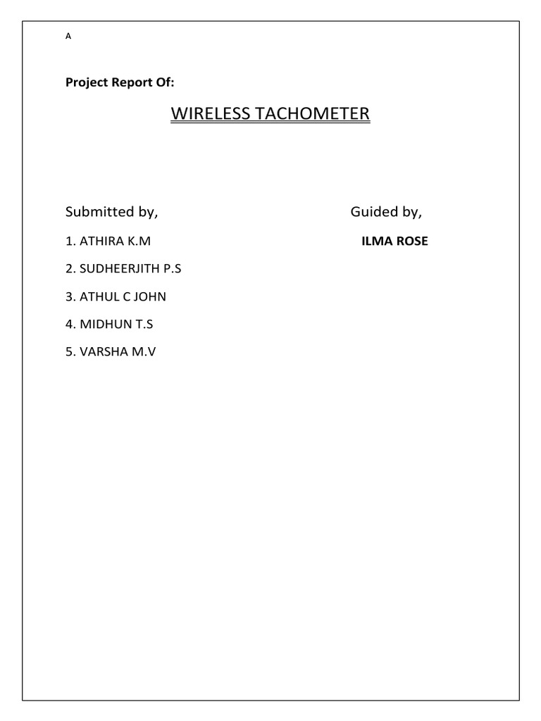Wireless Tachometer: Submitted By, Guided By | Download Free PDF | Microcontroller | Sensor