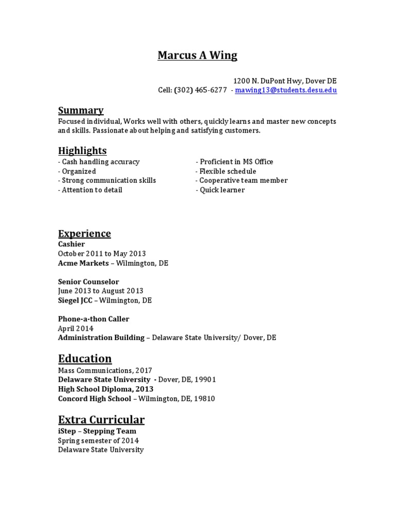 Marcus A Wing: Customer-Focused Resume | PDF | Business