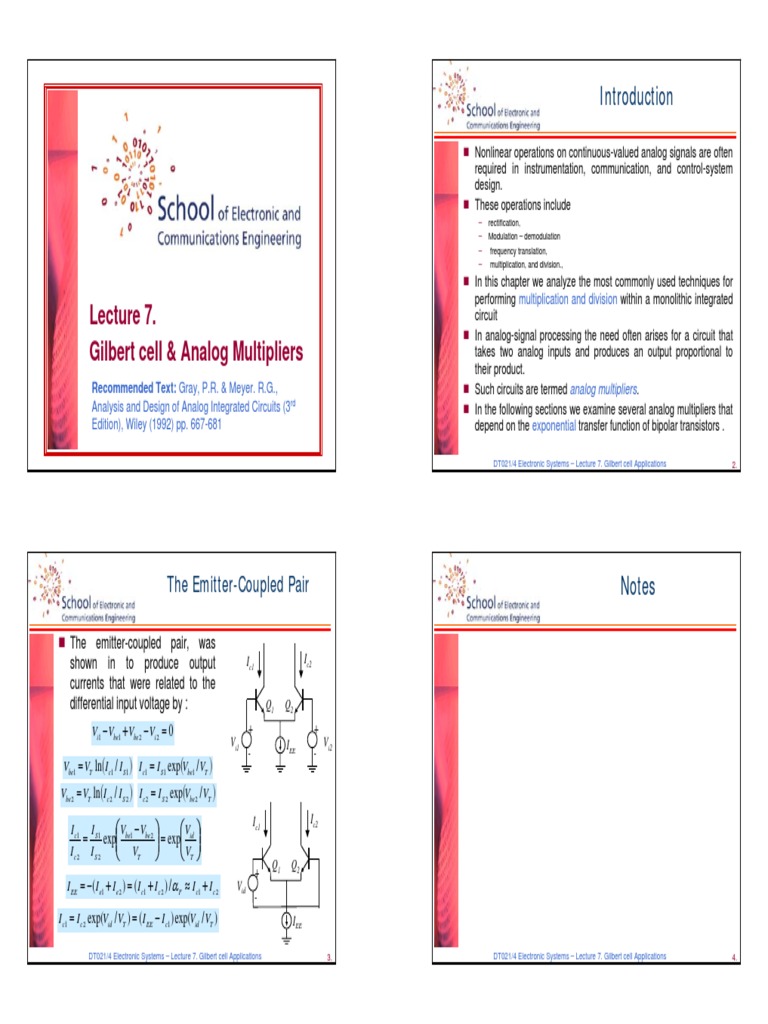 7 Gilbert Cell & Analog Multipliers (4p) | PDF | Detector (Radio ...