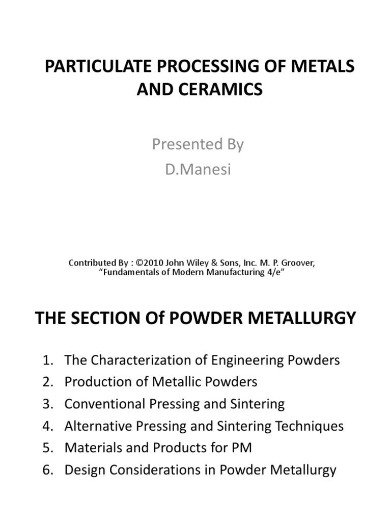 Particulate Processing of Metals and Ceramics | PDF | Sintering | Ceramics