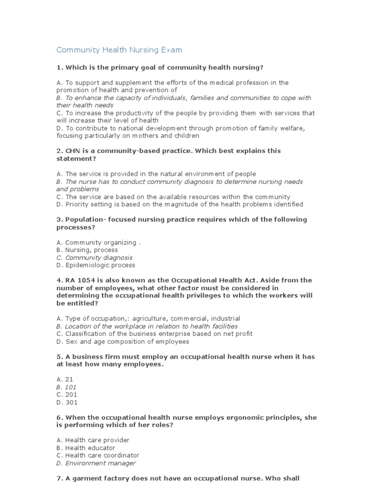 Community Health Nursing Exam | PDF | Midwife | Health Care