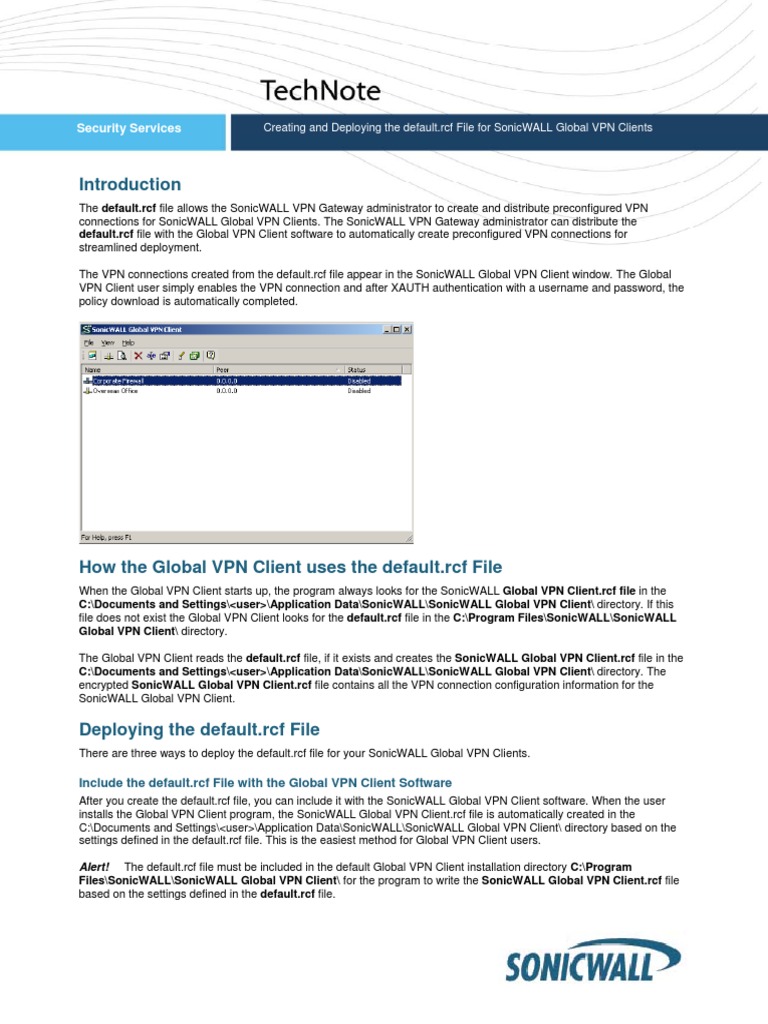 Creating and Deploying The Default .RCF | PDF | Virtual Private Network ...