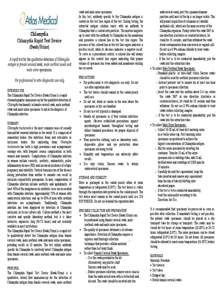 Chlamydia Rapid Test Device Overview | PDF | Infection | Sexually ...