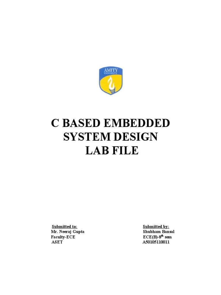 C Based Embedded System Design Lab File | PDF | Microcontroller | Input ...