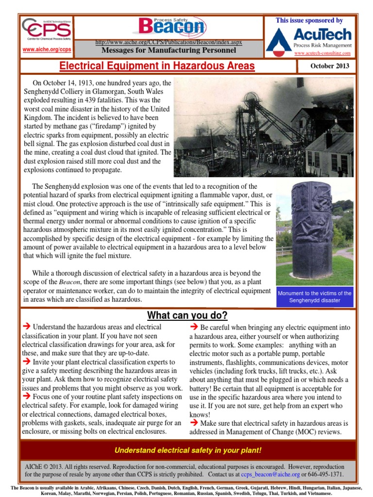 Oct 2013 Process Safety Beacon | PDF | Electrical Wiring | Safety
