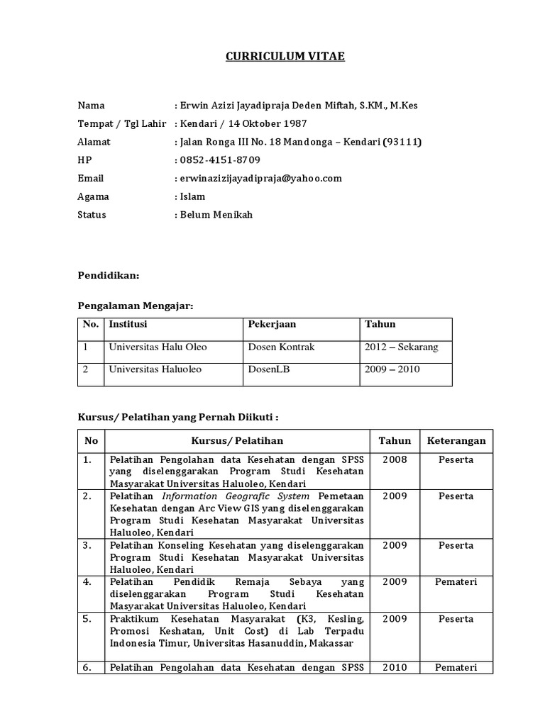 Curriculum Vitae Erwin Azizi Jayadipraja 2014 | PDF