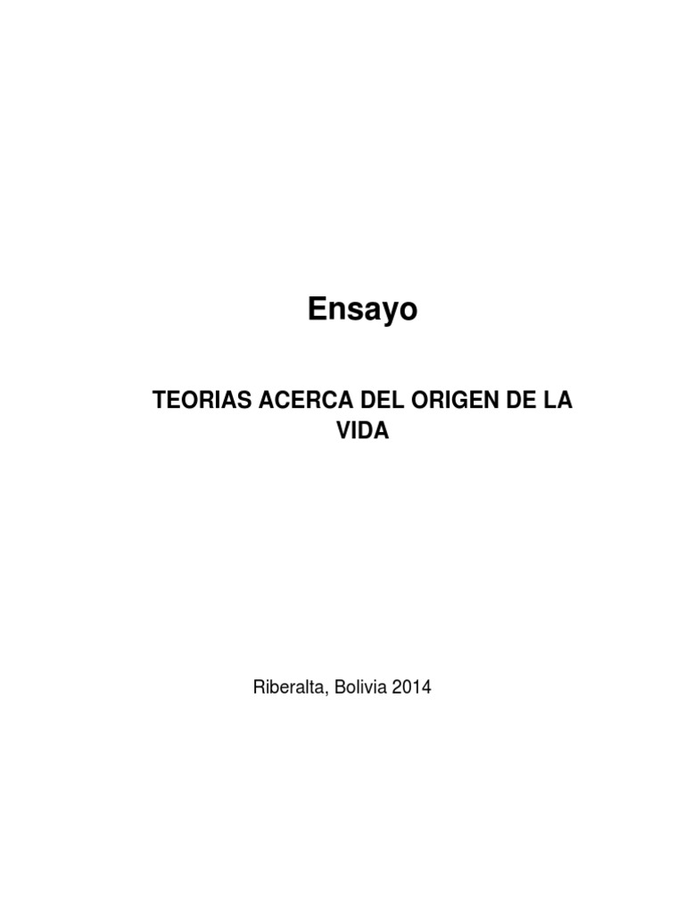 Ensayo Origen de La Vida | PDF | Abiogénesis | Teoría Ensayo Origen de La Vida | PDF | Abiogénesis | Teoría