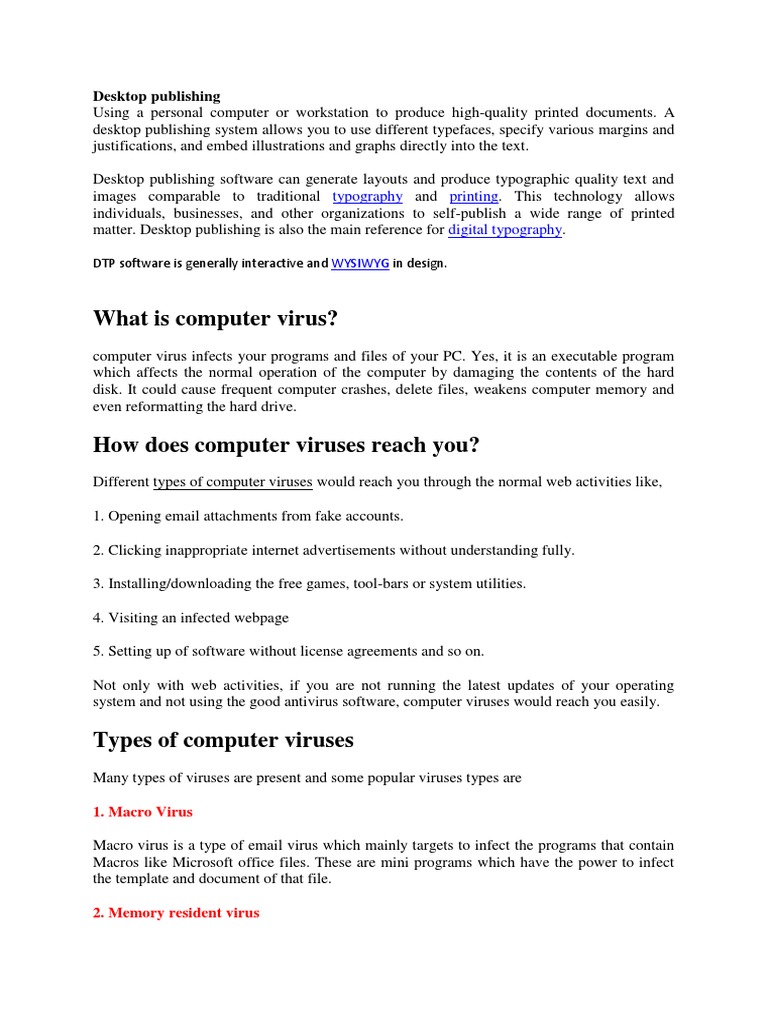 What Is Computer Virus?: Desktop Publishing | PDF | Computer Virus ...