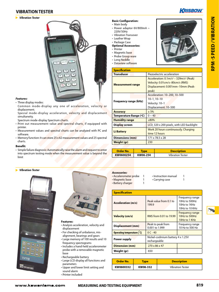 Vibration Tester | Hertz | Acceleration