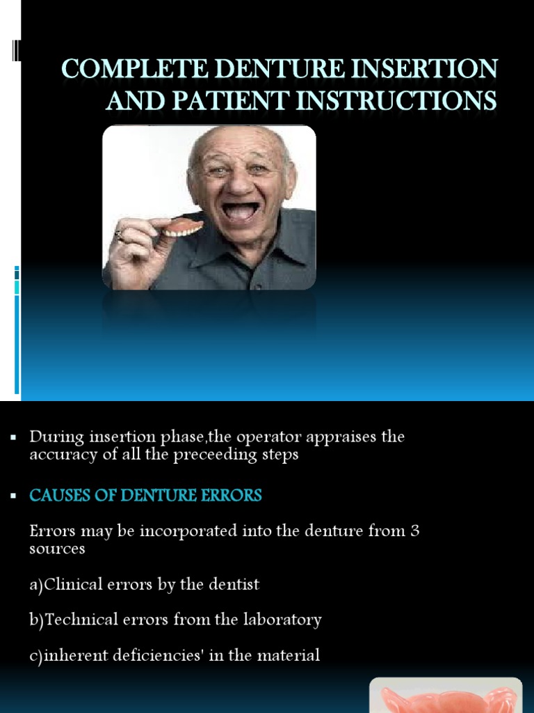 Complete Denture Insertion and Patient Instructions | PDF | Dentures ...