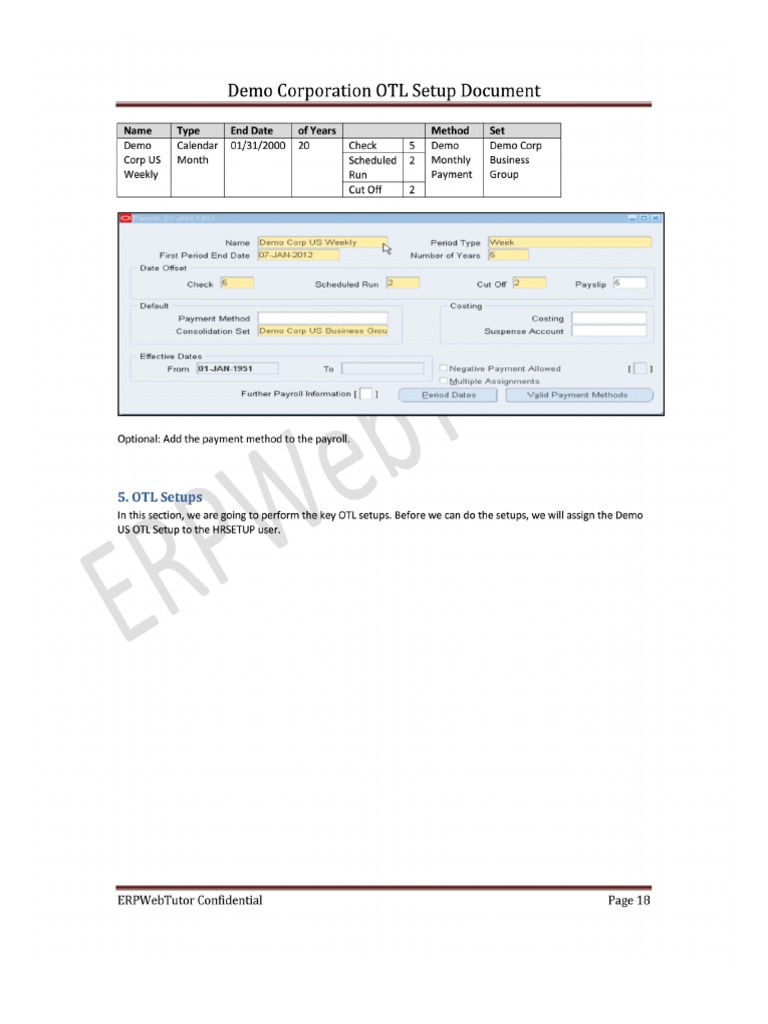 OTL Setups - ERPWebTutor2 | PDF