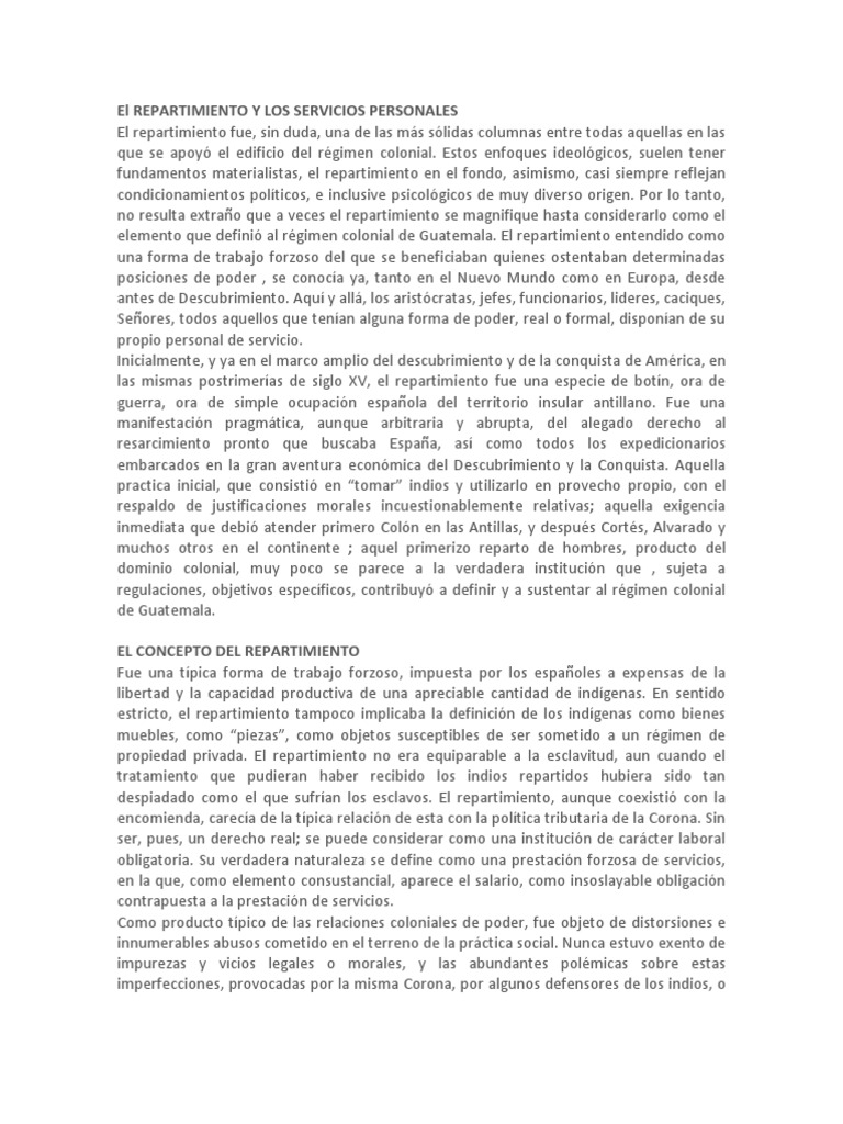 El Repartimiento y Los Servicios Personales | PDF
