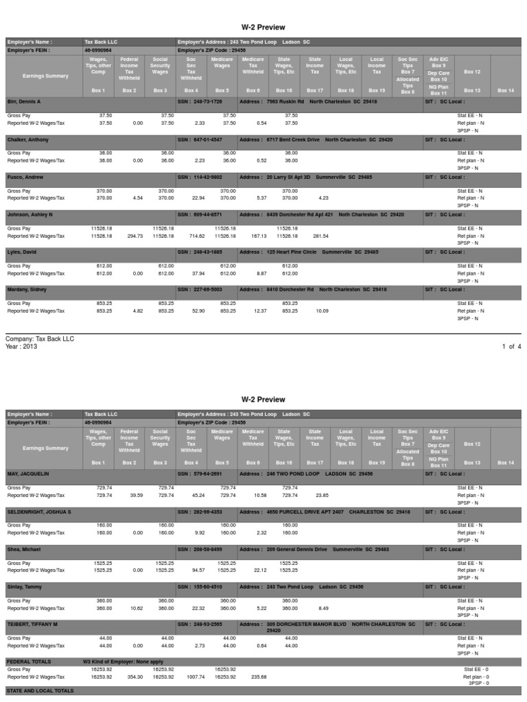 W-2 Preview ADP | PDF | 401(K) | Social Security (United States)