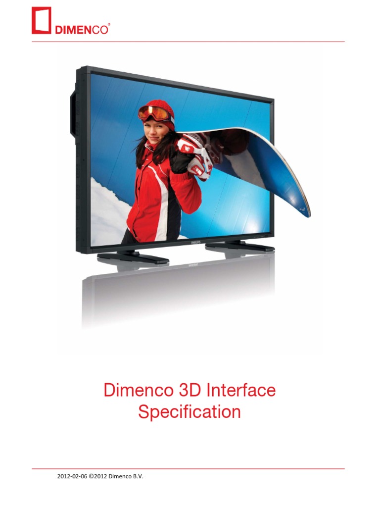 3D Interface Specification Dimenco | PDF | Pixel | Display Resolution