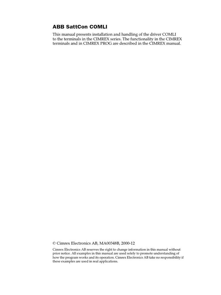 Abb Sattcon Comli | PDF | Computer Terminal | Device Driver