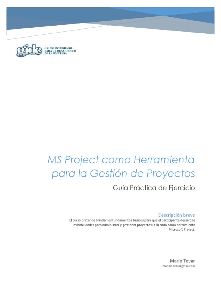 Guía de Ejercicios Prácticos MS Project | PDF | Gestión de proyectos ...