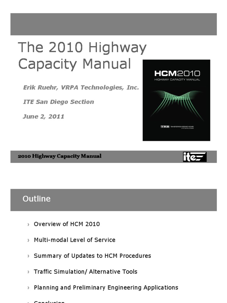 An Overview of the Key Changes and Updates in the 2010 Highway Capacity ...