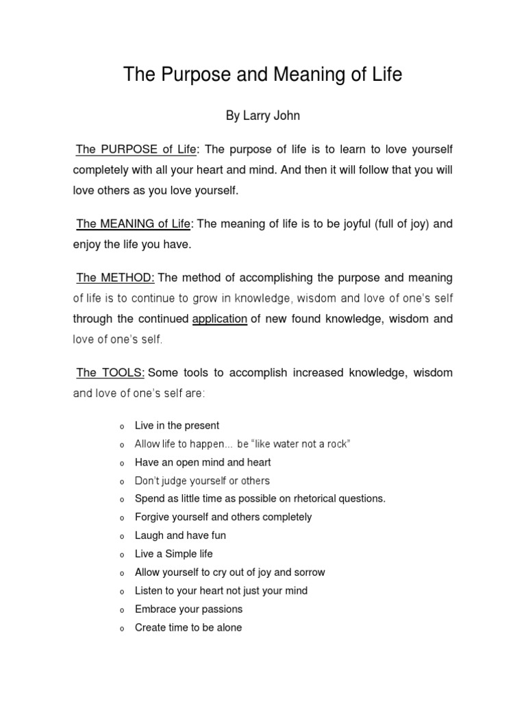 The Purpose and Meaning of Life | PDF