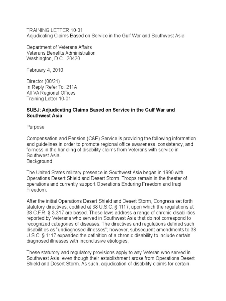 Gulf War Claims Adjudication Guide | PDF | Medical Diagnosis | Fibromyalgia