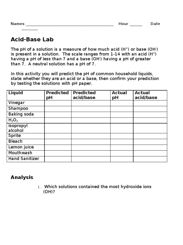 Acid-Base Lab for Students | PDF