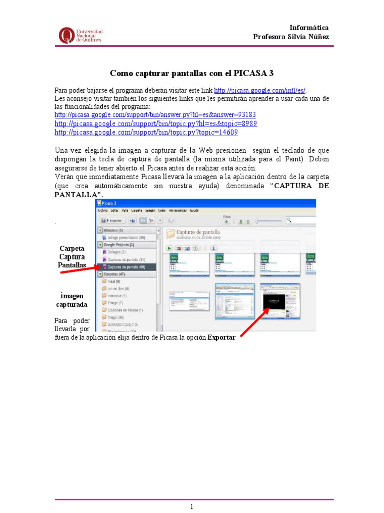 Como Capturar Pantallas Con El PICASA 3 | PDF | Informática | Informática y tecnología de la ...