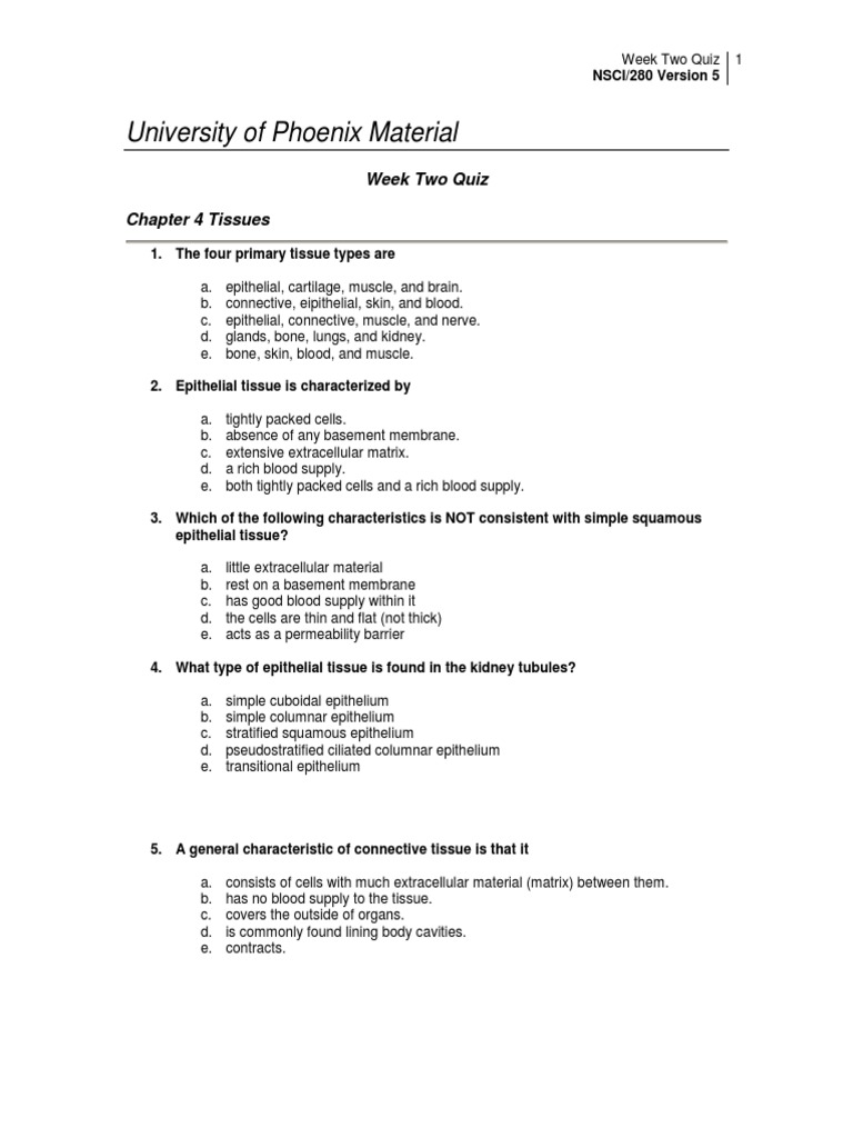 University of Phoenix Anatomy and Physiology Week 2 Quiz | PDF ...