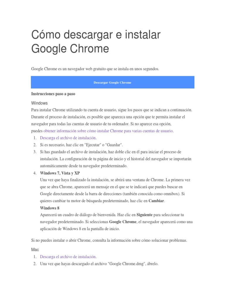 Cómo Descargar e Instalar Google Chrome | PDF | Google Chrome | Google