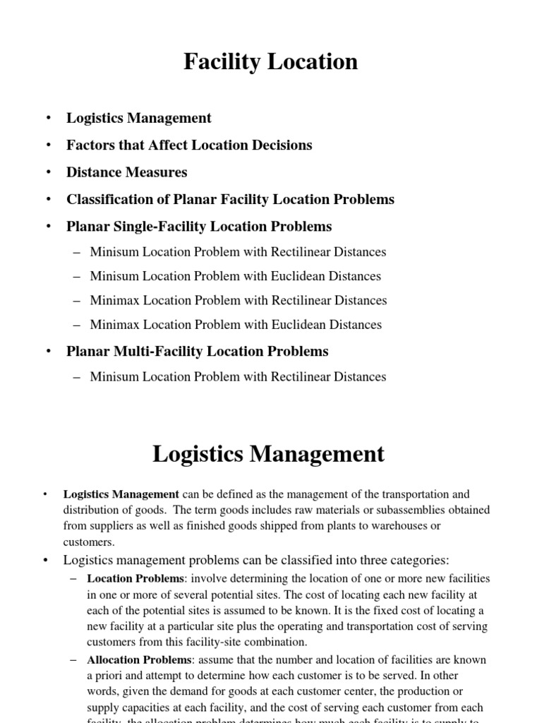 Facility Location | PDF | Mathematical Optimization | Applied Mathematics