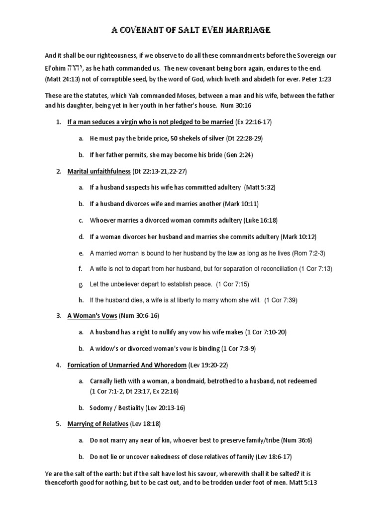 Salt Covenant in Marriage Principles | PDF | Wife | Husband