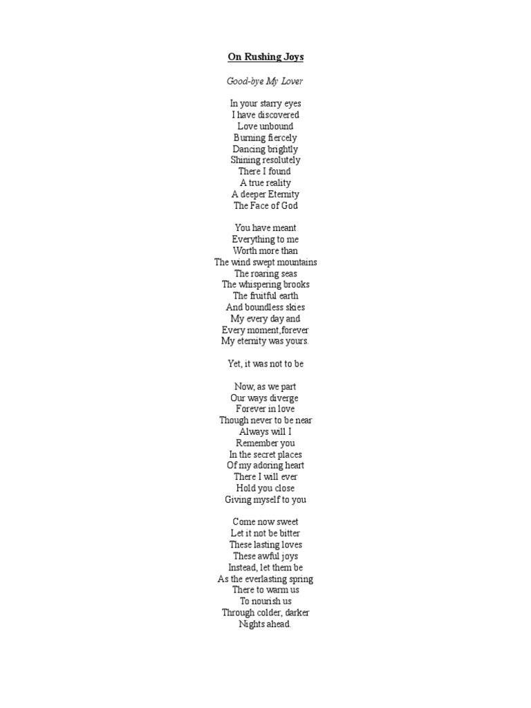 Love Unbound: A Farewell Poem | PDF | Language Arts & Discipline | Art