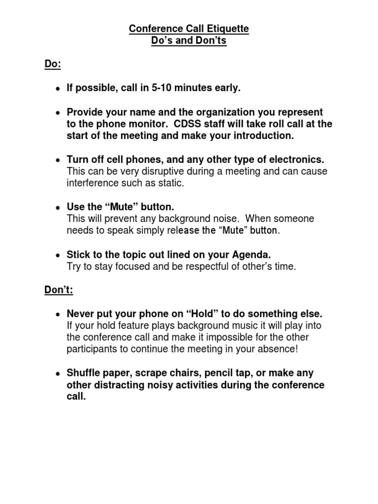 Conference Call Etiquette Tips | PDF | Language Arts & Discipline