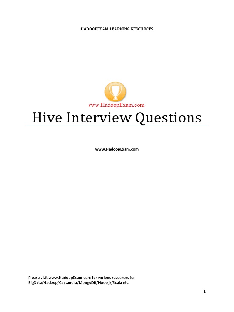 Apache Hive Interview Questions | PDF | Apache Hadoop | Big Data