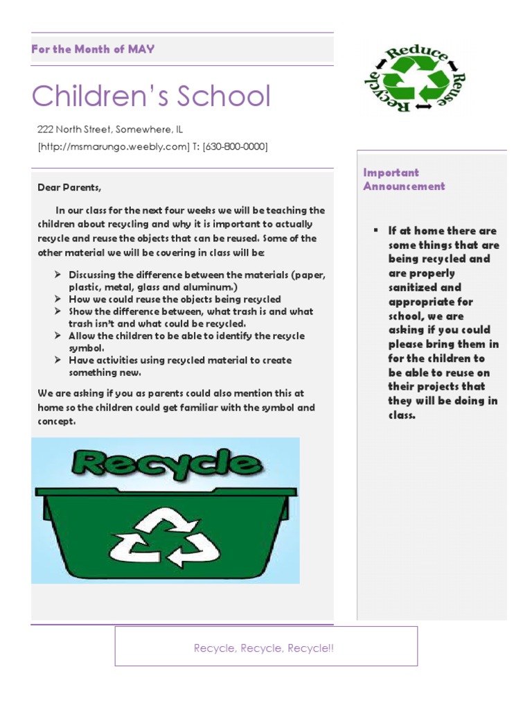 Parents Recycling Letter | PDF