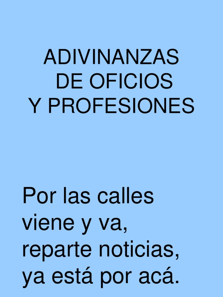 Adivinanzas de Oficios y Profesiones | PDF
