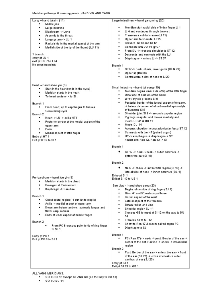Meridian Pathways | PDF | Meridian (Chinese Medicine) | Asian ...