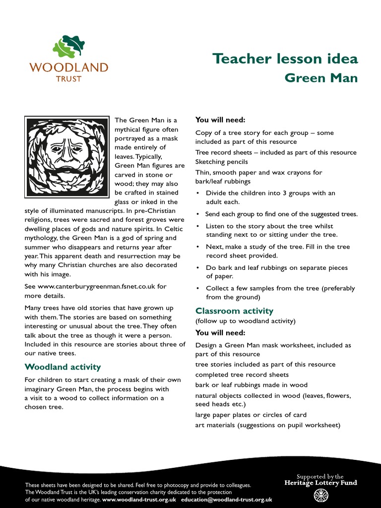 Green Man Lesson Plan | PDF | Willow | Trees