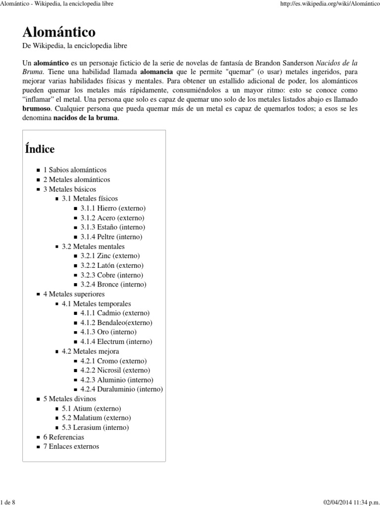 Alomántico - Wikipedia, La Enciclopedia Libre | PDF