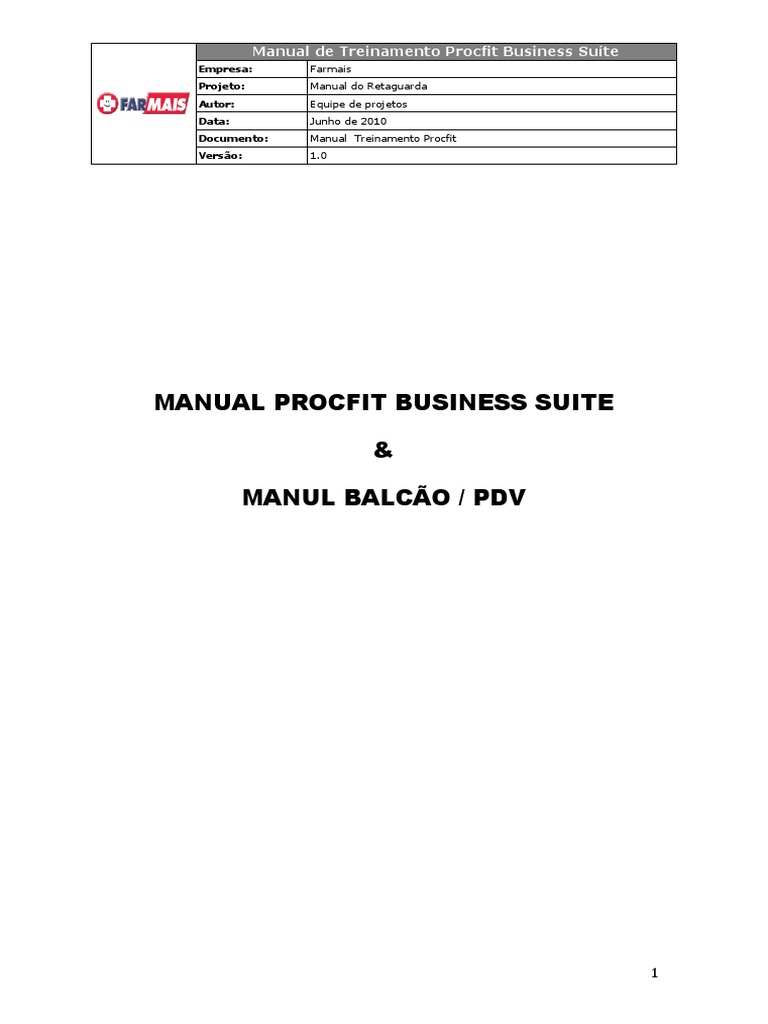 Manual Procfit | PDF | Embalagem e rotulagem | Conta de transação