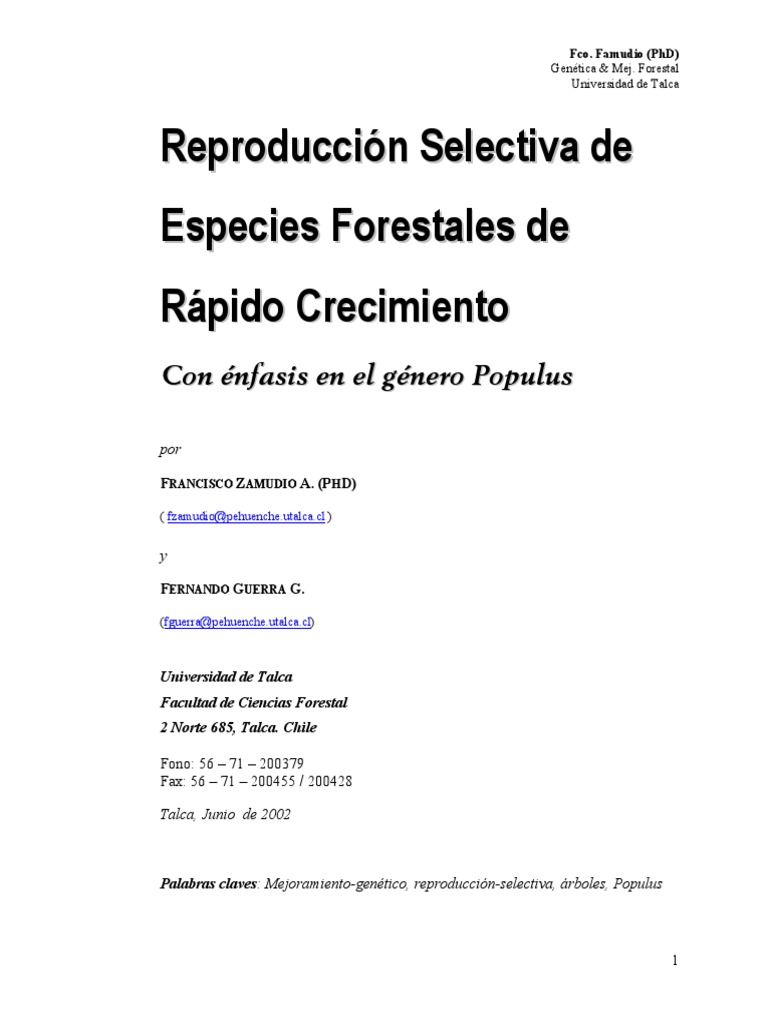 Reproducción Selectiva en Populus | PDF | Los bosques | Heredabilidad