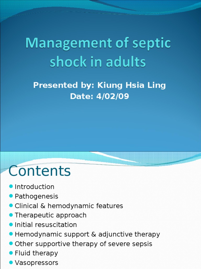 Management of Septic Shock in Adults | Sepsis | Shock (Circulatory)