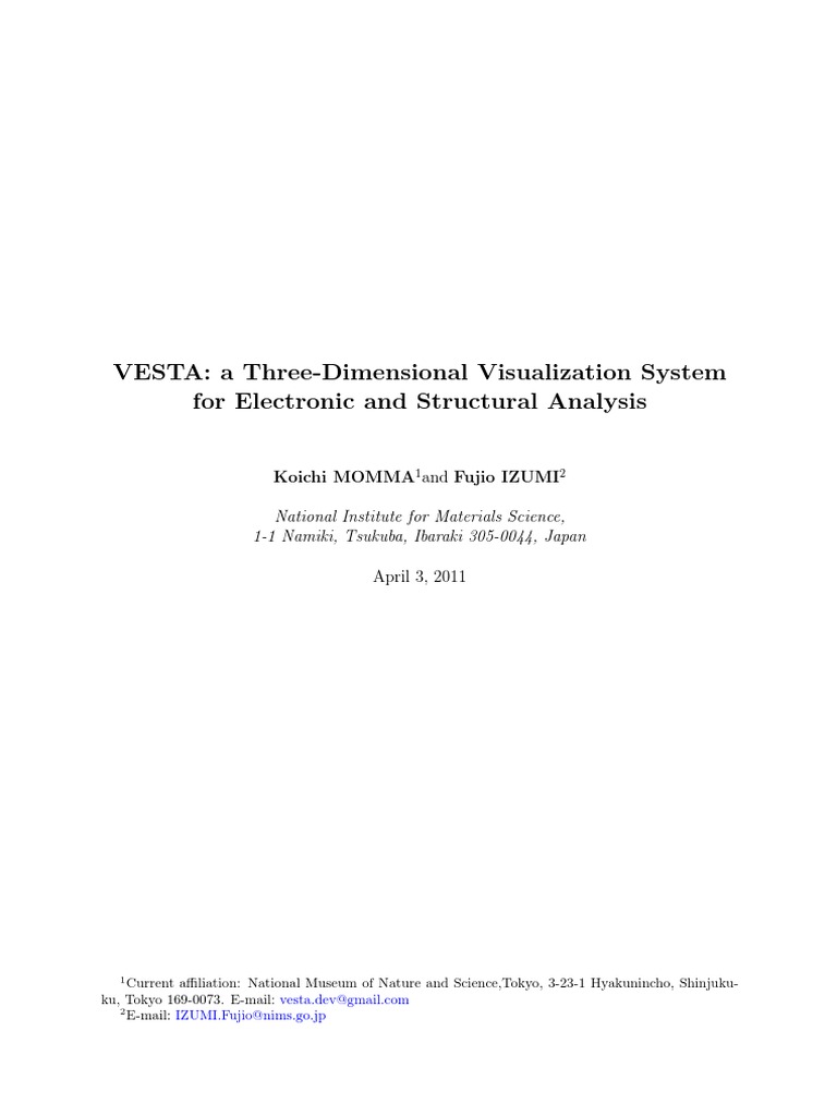 Vesta Manual | PDF | Crystal Structure | 2 D Computer Graphics