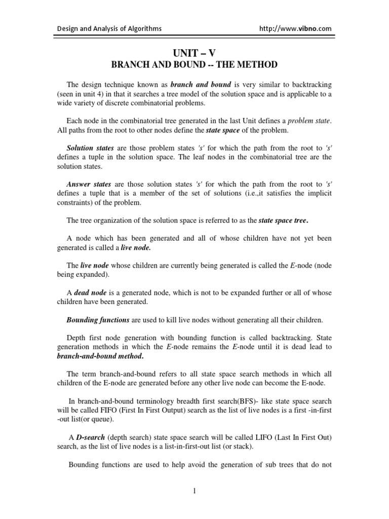 Unit 5 Branch and Bound - The Method | PDF | Mathematical Optimization | Matrix (Mathematics)